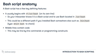 introduction to BASH scripting indtroduction and refresher | PDF