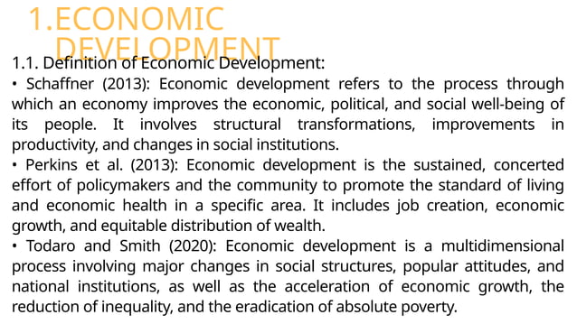 Chapter 1 of the course Development Economics | PPT