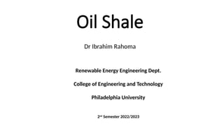 The first chapter of the course Oil Shale | PPT