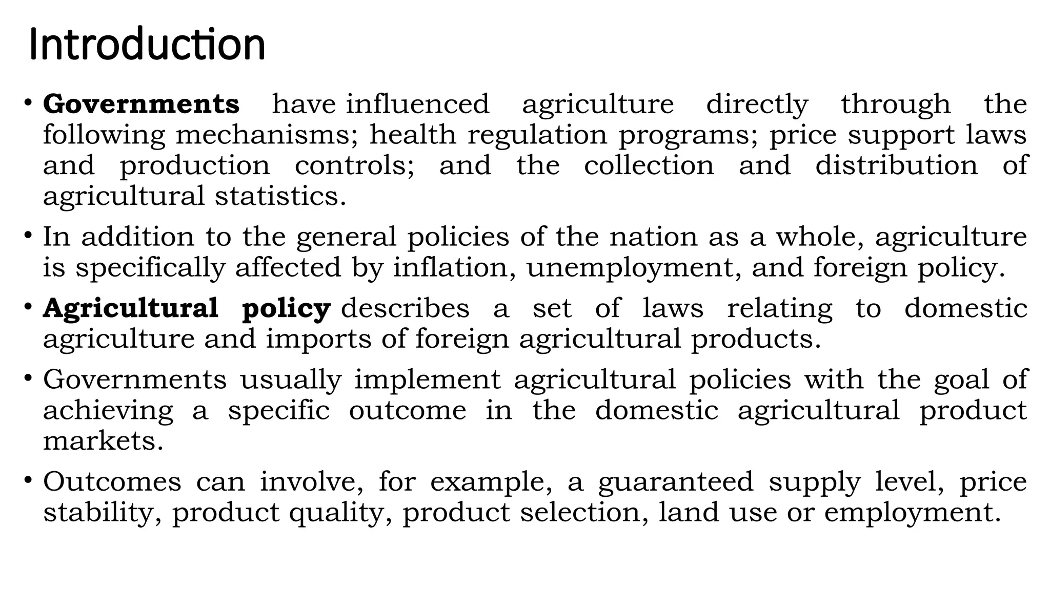 Chapter 1.pptx. Introduction to Agricultural Policy and Development | PPTX