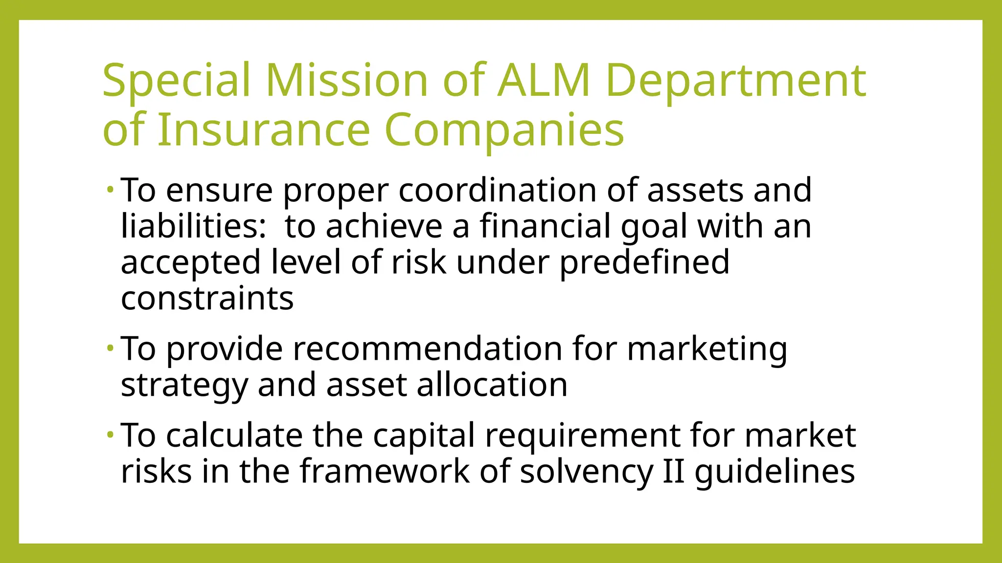 ALM in Insurance: Definition and fundamentals | PPTX