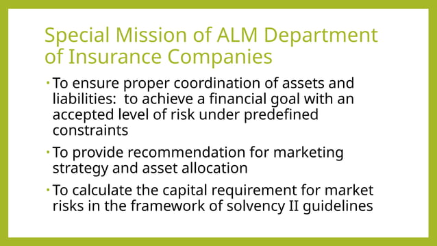 ALM in Insurance: Definition and fundamentals | PPTX