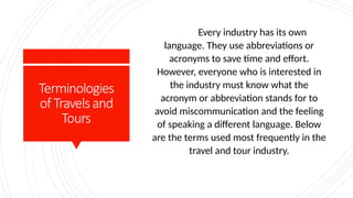 travel and tour management in tourism industry | PPTX