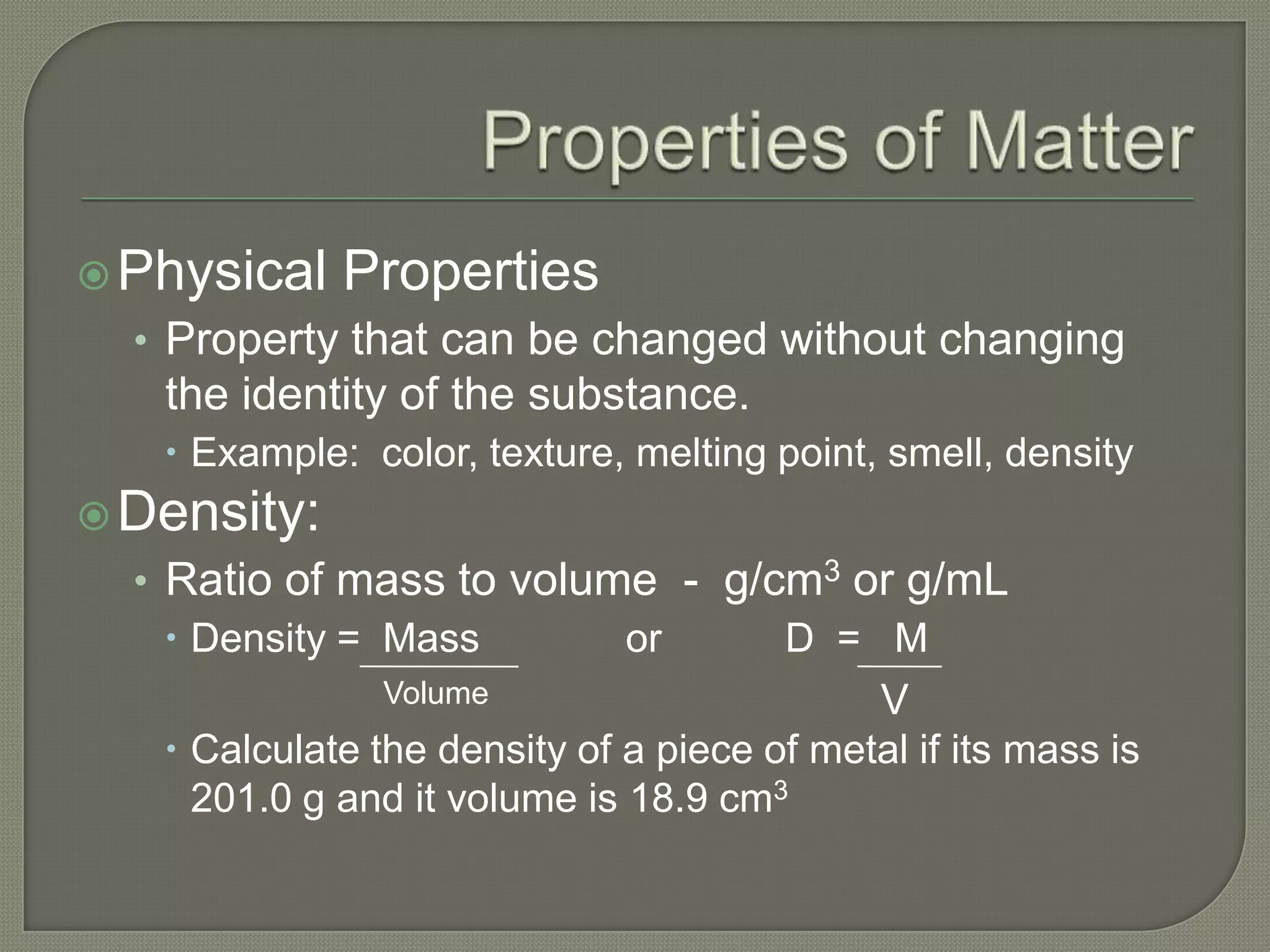 Applied Chapter 1.2 : Describing Matter | PPTX | Chemistry | Science