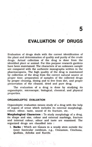 evaluation of crude drugs chapter pdf notes | PDF