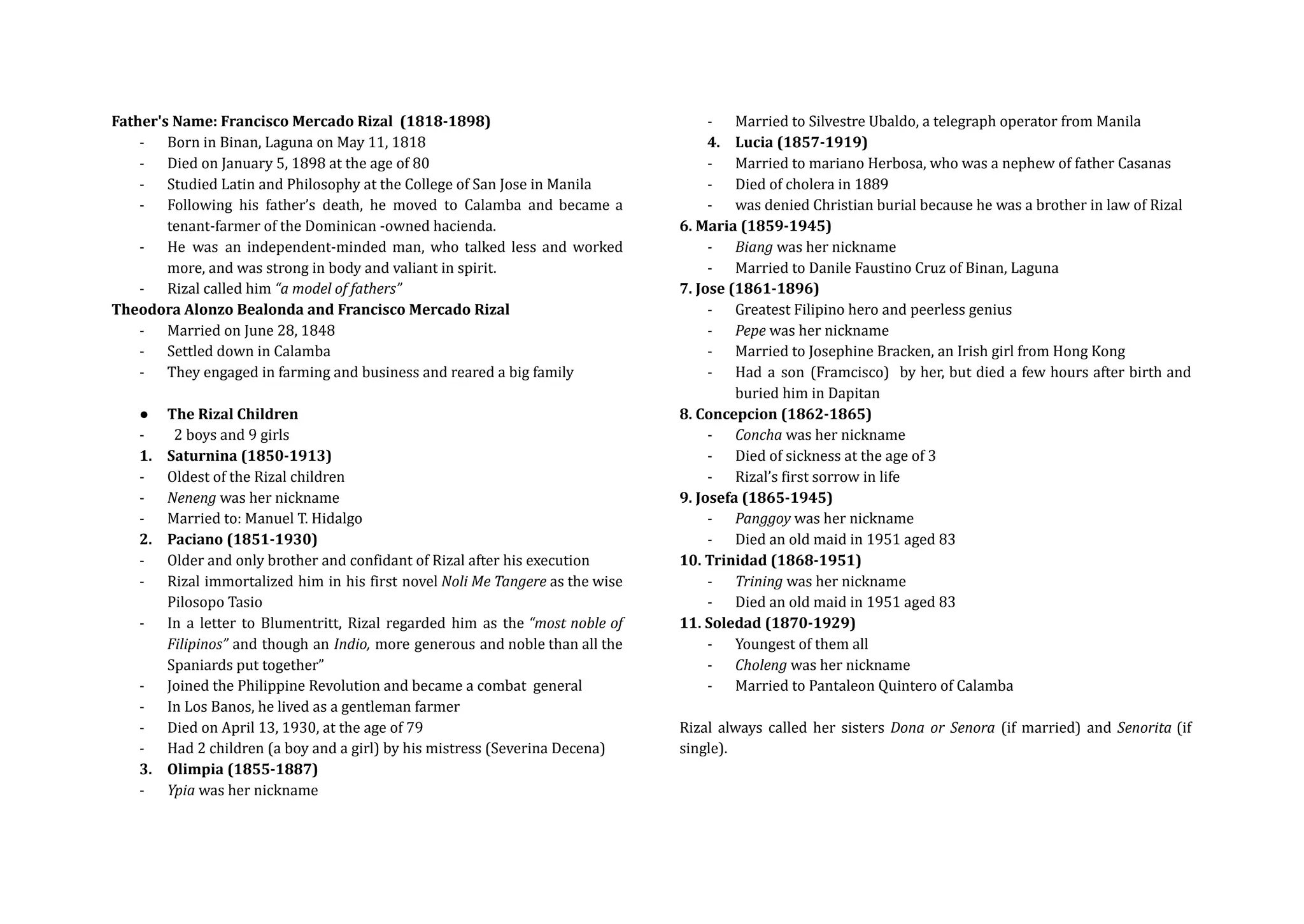 Rizal life and works CHAPTER 1-6 Rizal early life | PDF