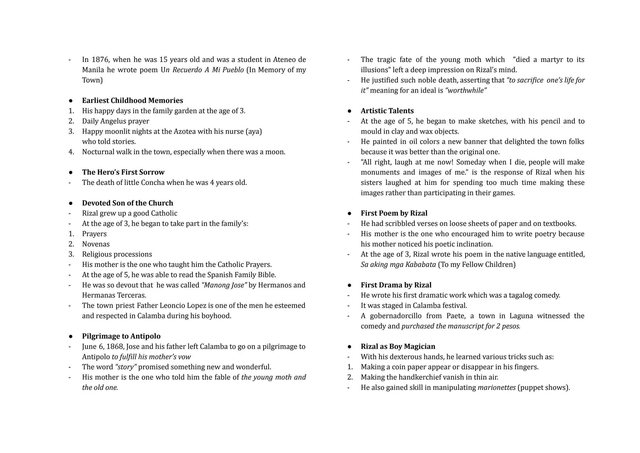 Rizal life and works CHAPTER 1-6 Rizal early life | PDF