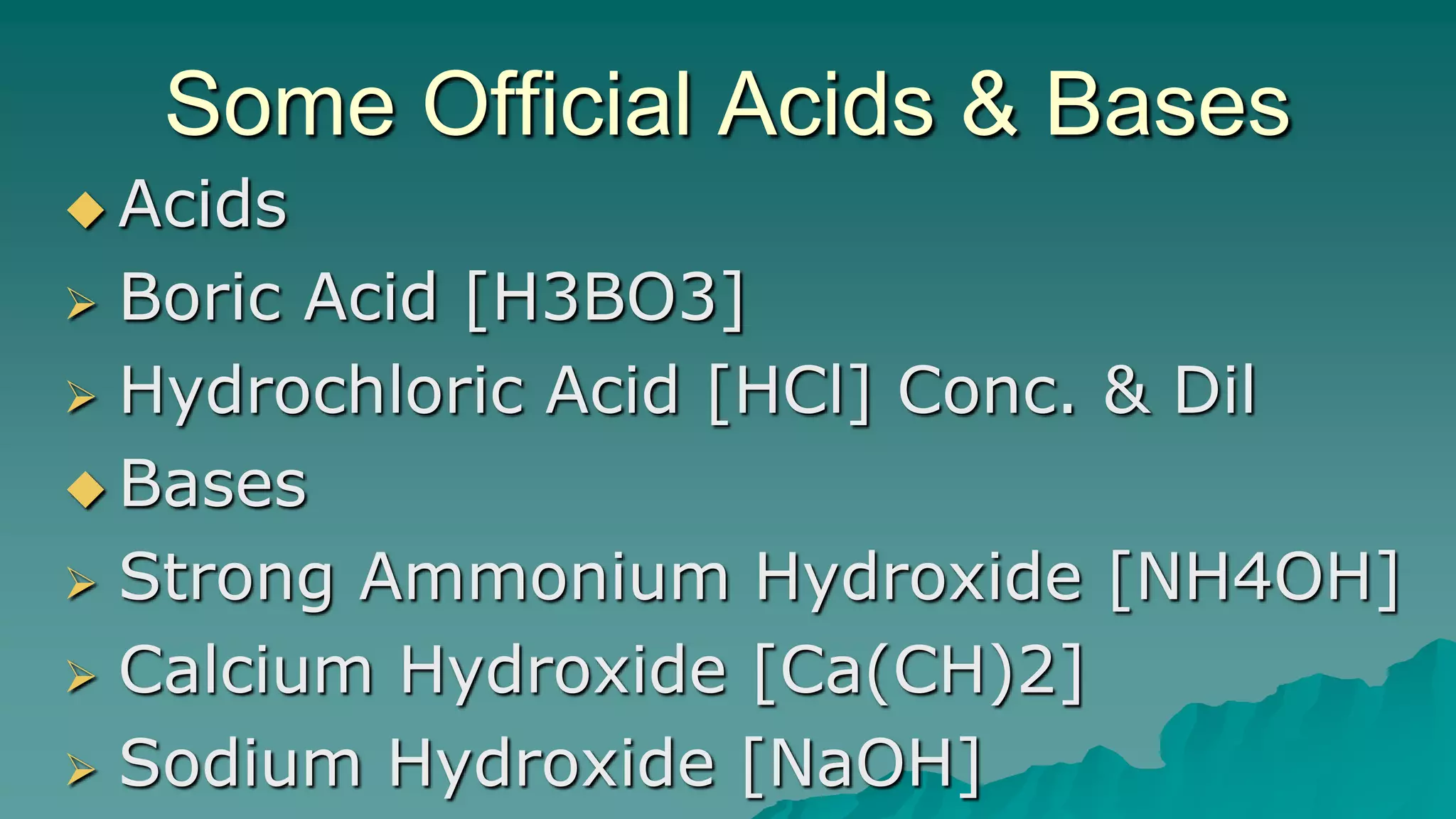 Chapter No 1 : Acids, Bases and Buffers | PPTX