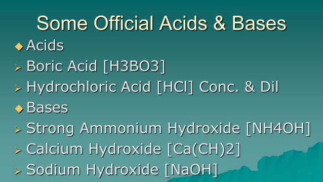 Chapter No 1 : Acids, Bases and Buffers | PPTX