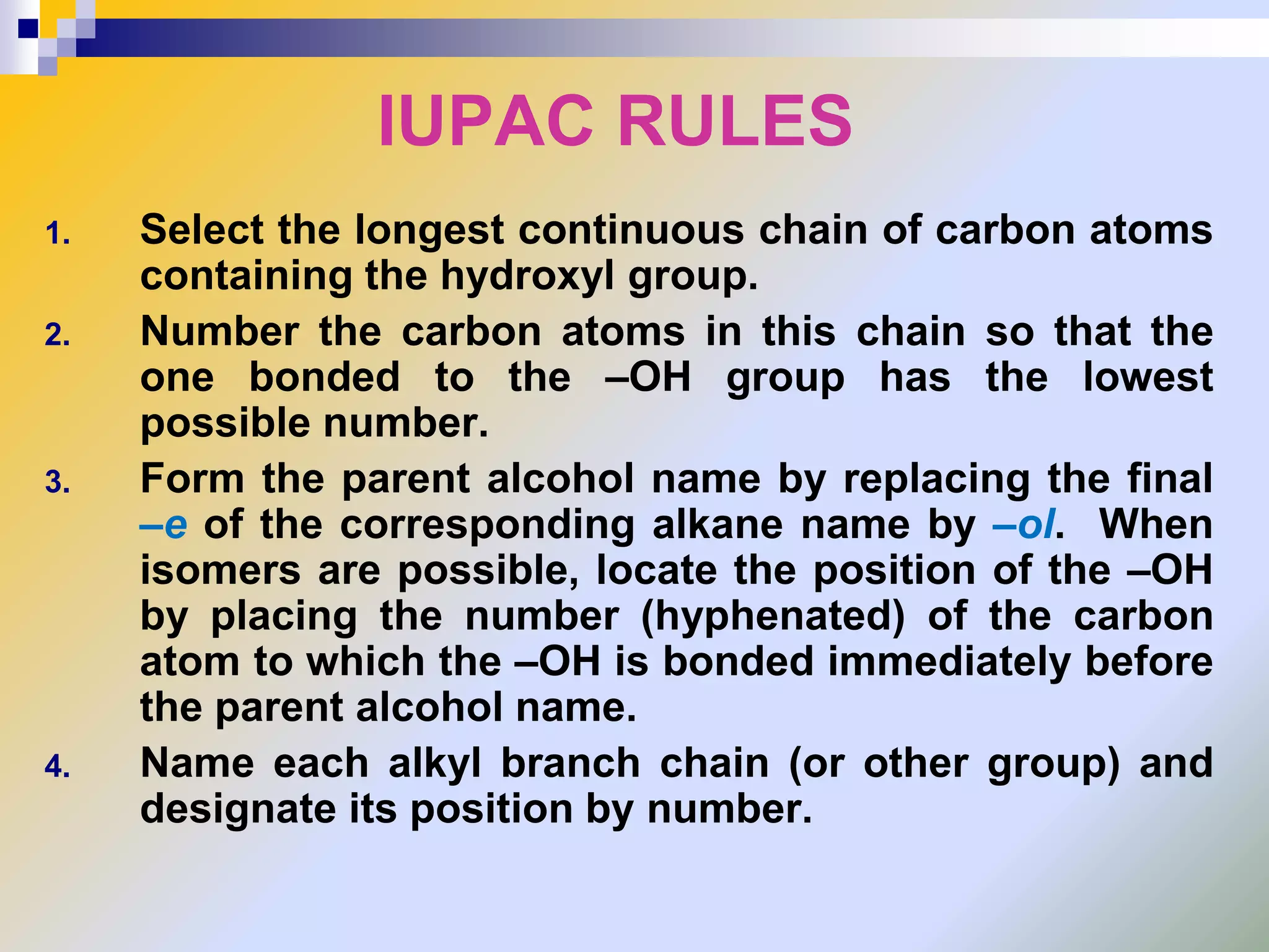 Chapter 1 alcohols | PPTX