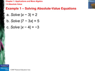 Chapter 1 - Applications and More Algebra | PPT