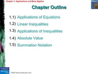 Chapter 1 - Applications and More Algebra | PPT