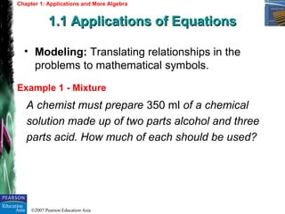 Chapter 1 - Applications and More Algebra | PPT