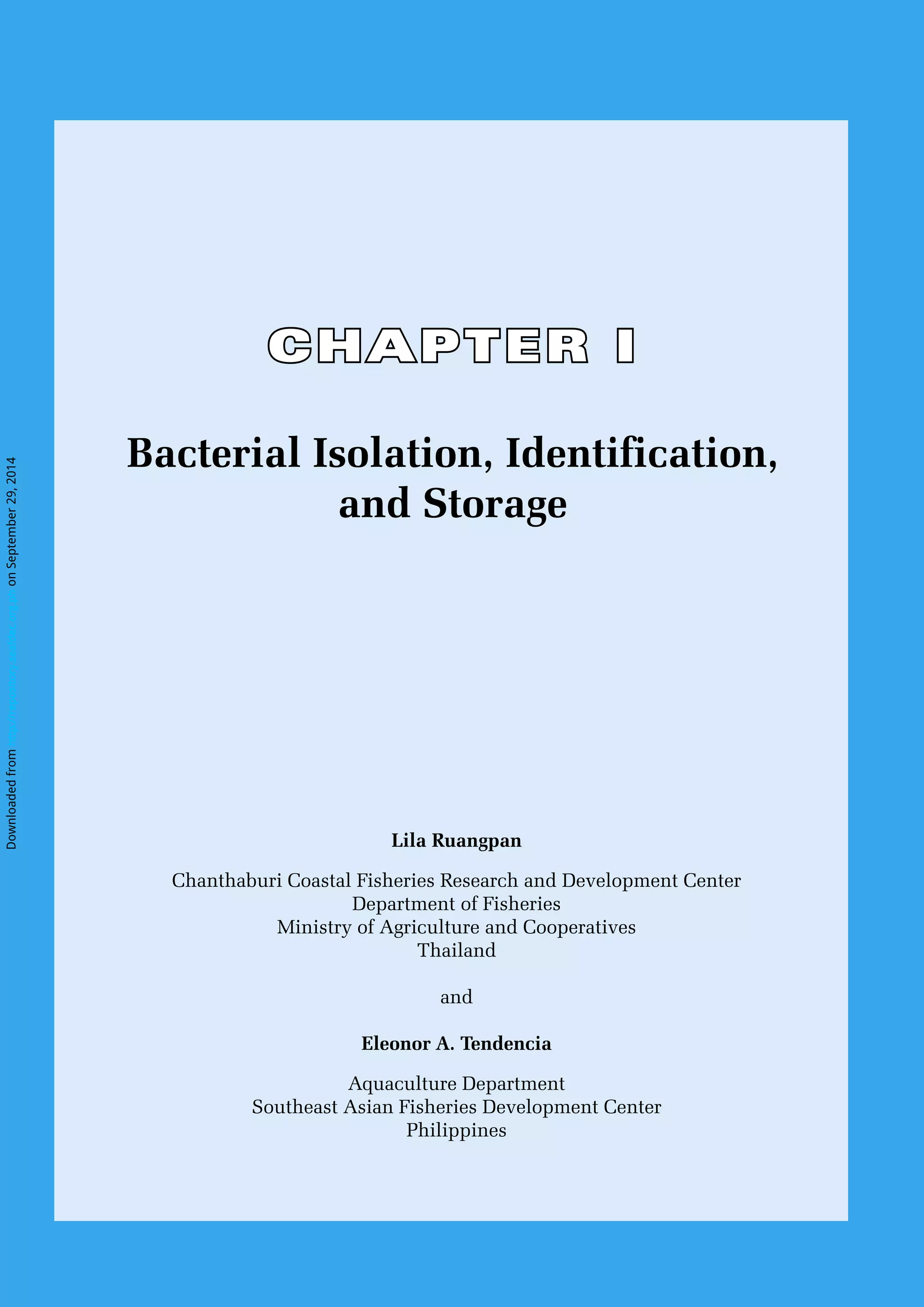 Chapter1 Bacterial Isolation Identification And Storage Pdf