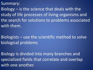 Chapter 1 Introduction to Biology | PPTX | Genetics | Science