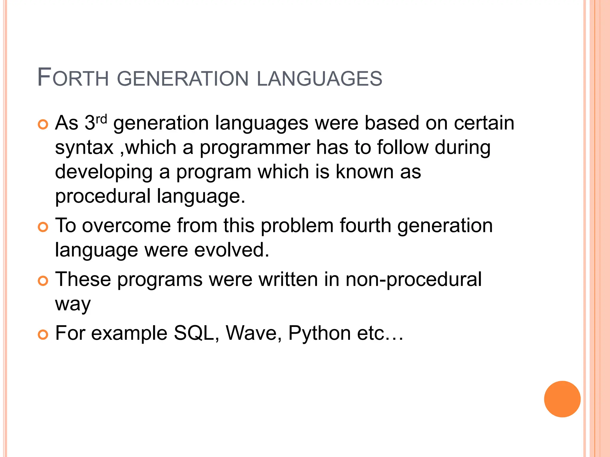 Computer languages that are used in different generations | PPTX | Programming Languages | Computing