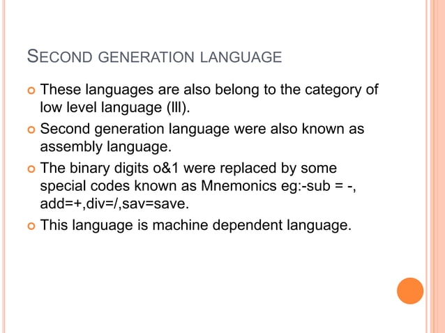 Computer languages that are used in different generations | PPT