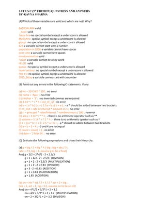 LET US C (5th EDITION) CHAPTER 1 ANSWERS | PDF