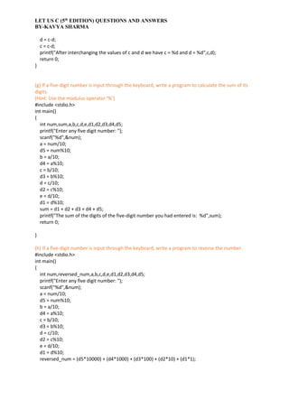 LET US C (5th EDITION) CHAPTER 1 ANSWERS | PDF