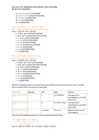 LET US C (5th EDITION) CHAPTER 1 ANSWERS | PDF