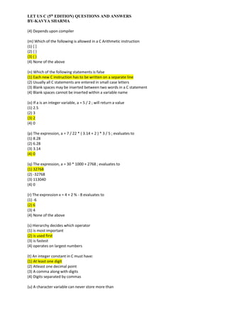 LET US C (5th EDITION) CHAPTER 1 ANSWERS | PDF