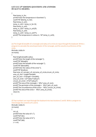 LET US C (5th EDITION) CHAPTER 1 ANSWERS | PDF