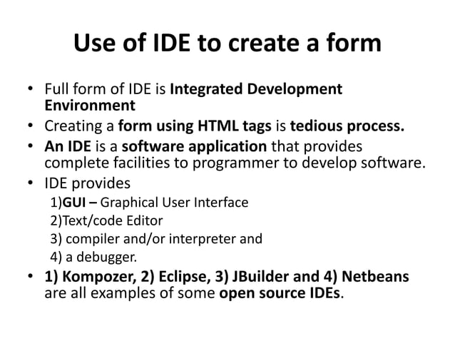 Std 12 Computer Chapter 1 Creating Html Forms Using Kompozer Ppt