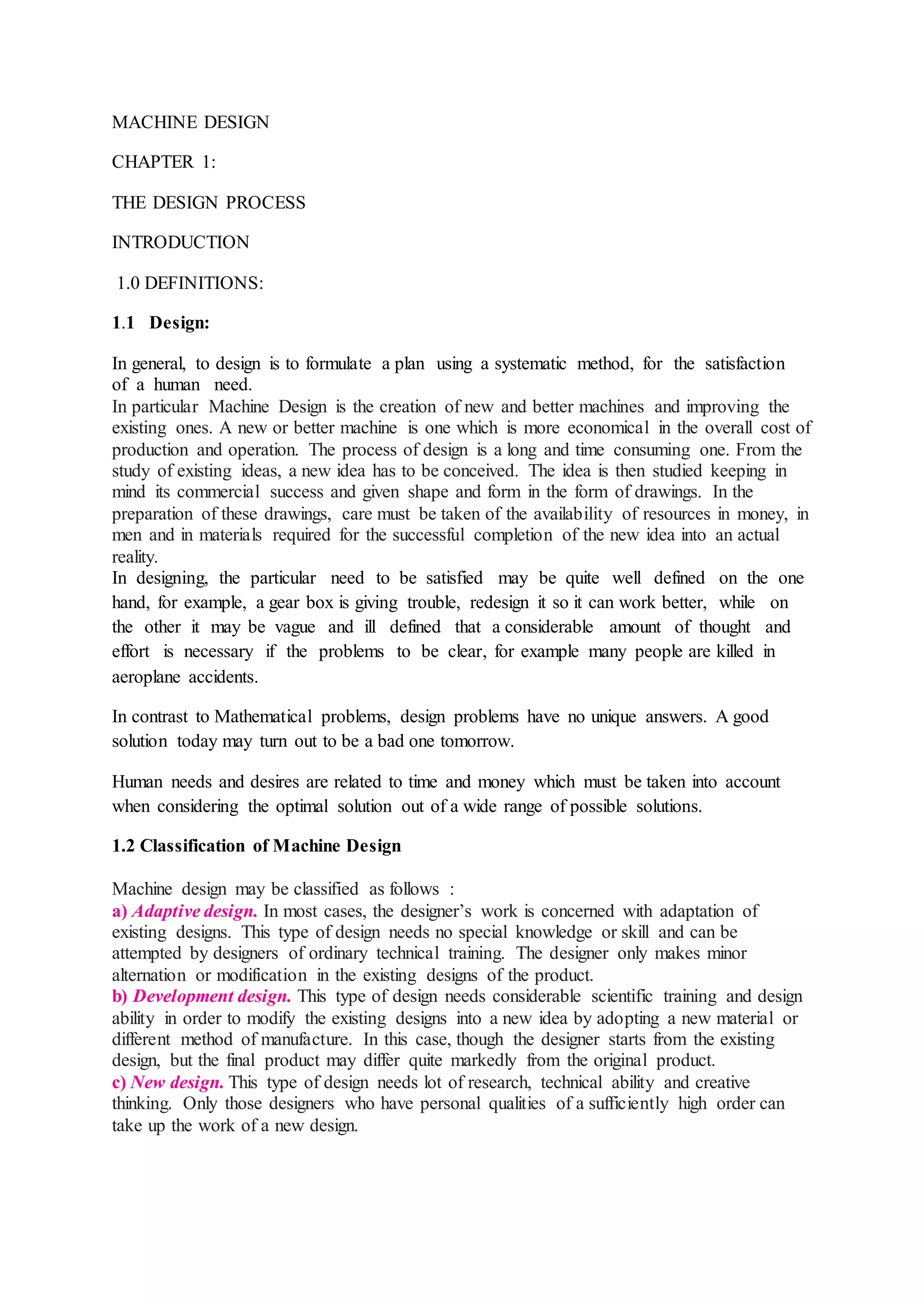 Chapter 1 design stages | PDF