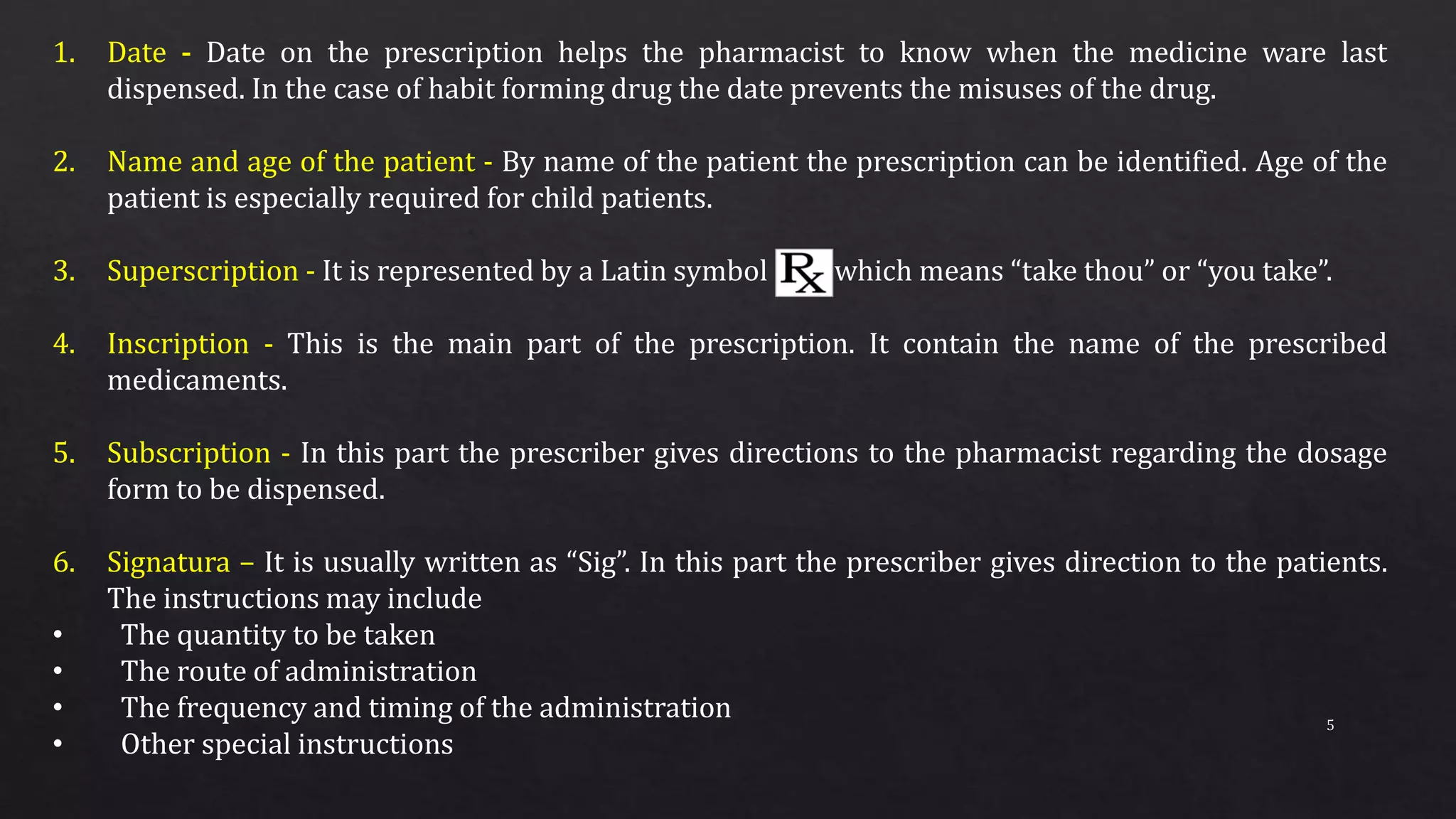 Prescription | Parts of Prescription | Handling of Prescription | PPTX