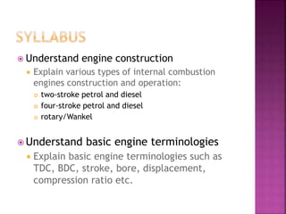 Chapter 1 engine components and classification | PPTX