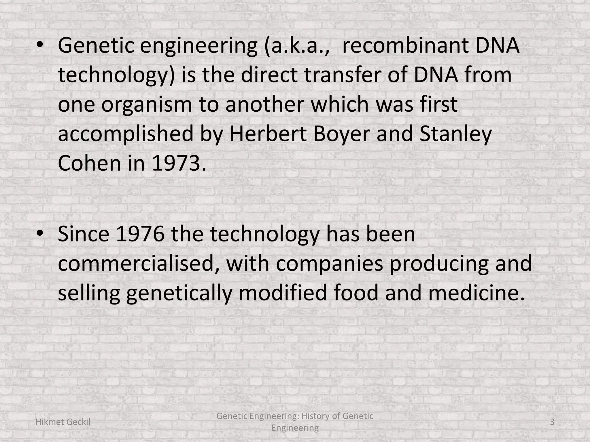 Genetic Engineering: Chapter 1- History of Genetic Engineering | PDF