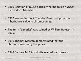Genetic Engineering: Chapter 1- History of Genetic Engineering | PDF