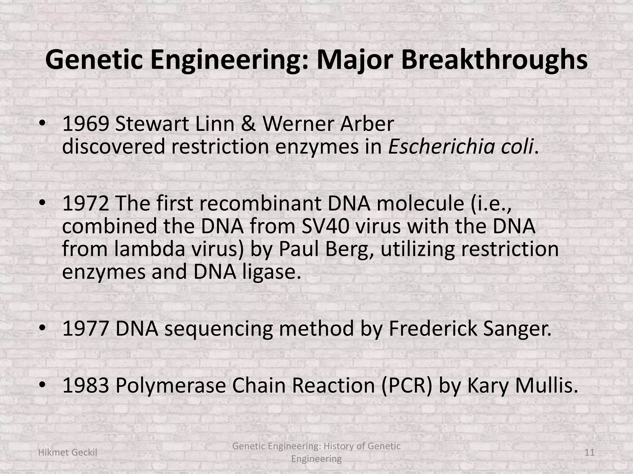 Chapter 1 history of genetic engineering | PPTX