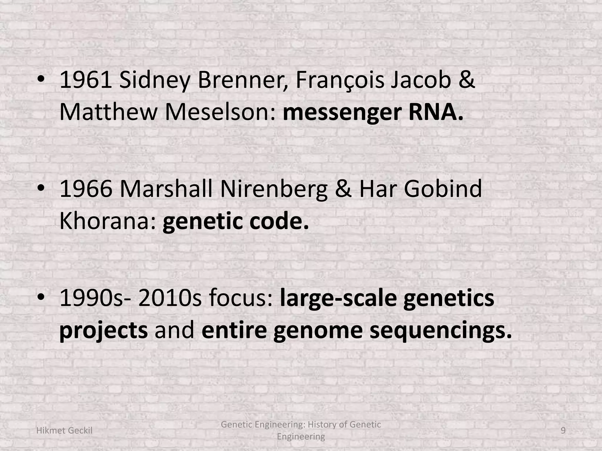 Chapter 1 history of genetic engineering | PPTX