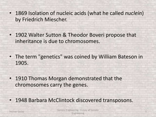 Chapter 1 history of genetic engineering | PPTX