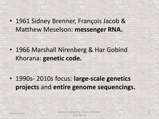 Chapter 1 history of genetic engineering | PPTX