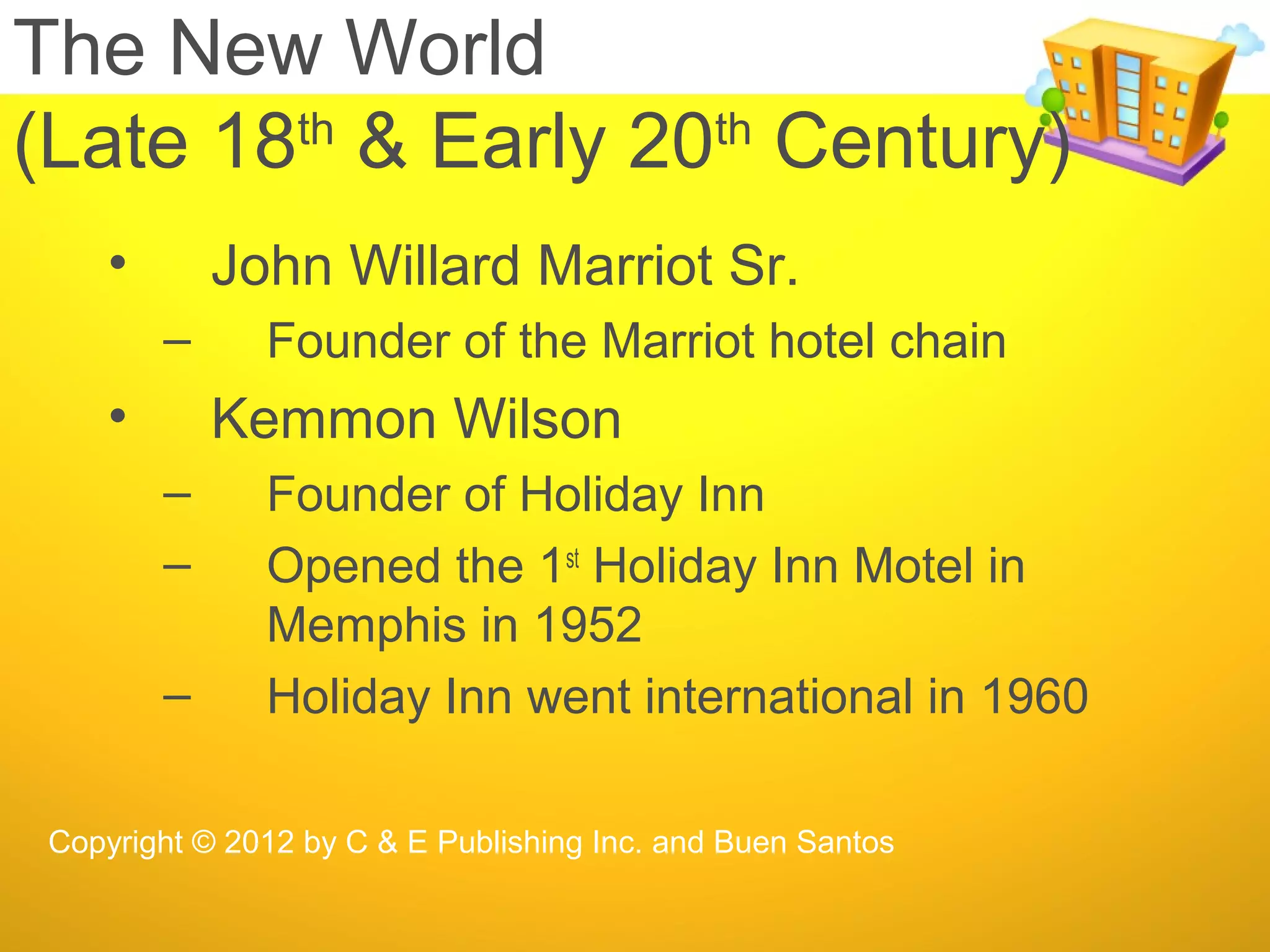 Chapter 1 history of lodging industry | PPT
