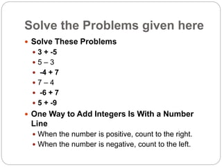 Performing Addition and Subtraction on Integers | PPTX