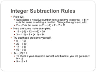 Performing Addition and Subtraction on Integers | PPTX