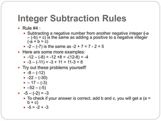 Performing Addition and Subtraction on Integers | PPT