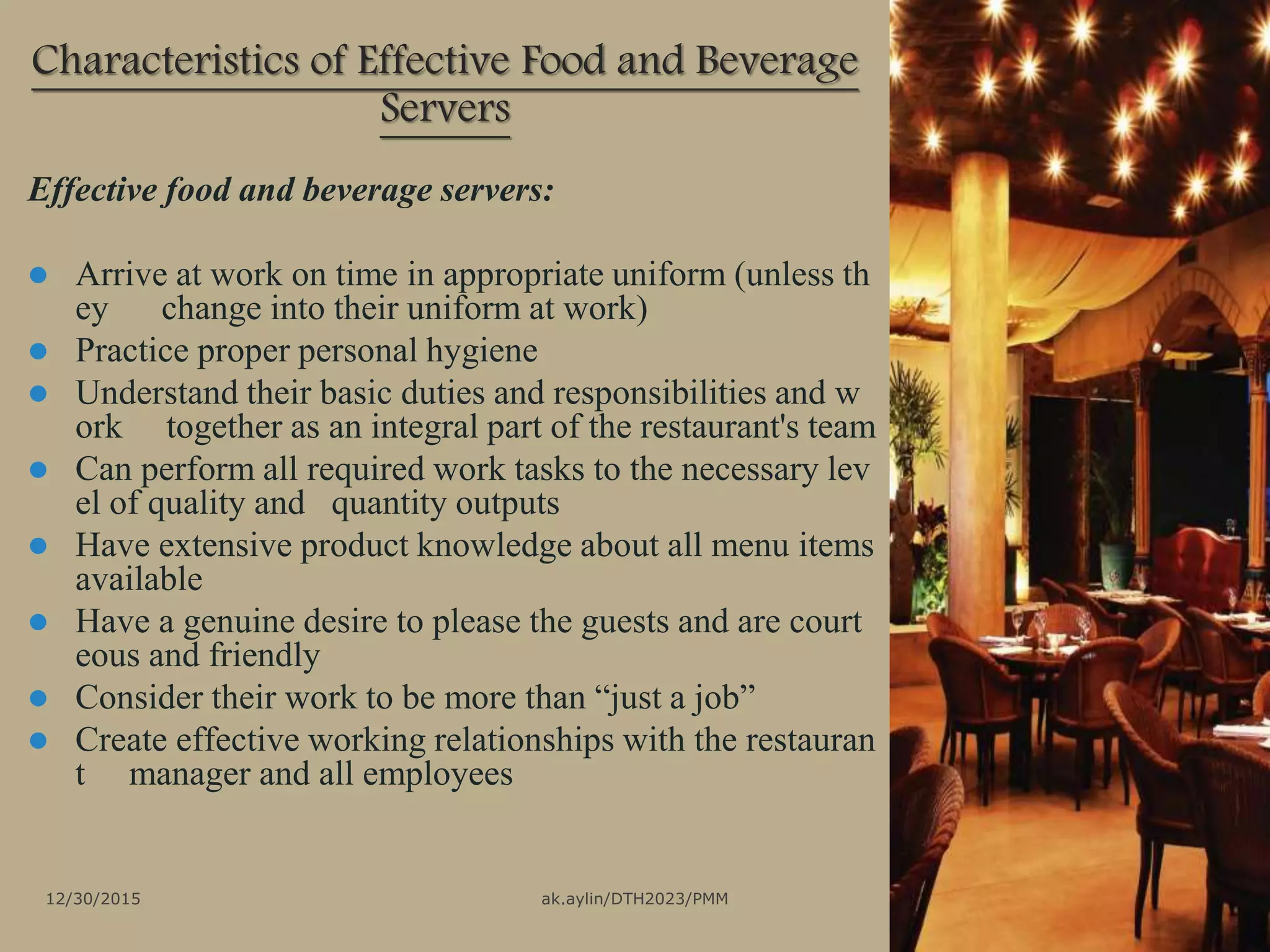 Chapter 1 Introduction to Food & Beverages Service | PPTX