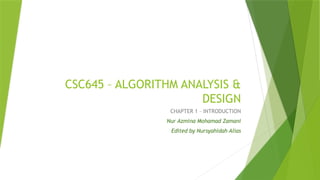 Chapter 1 - Algorithm Analysis & Design 2021 | PPTX
