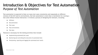 Chapter 1 - Introduction and Objectives for Test Automation | PPTX