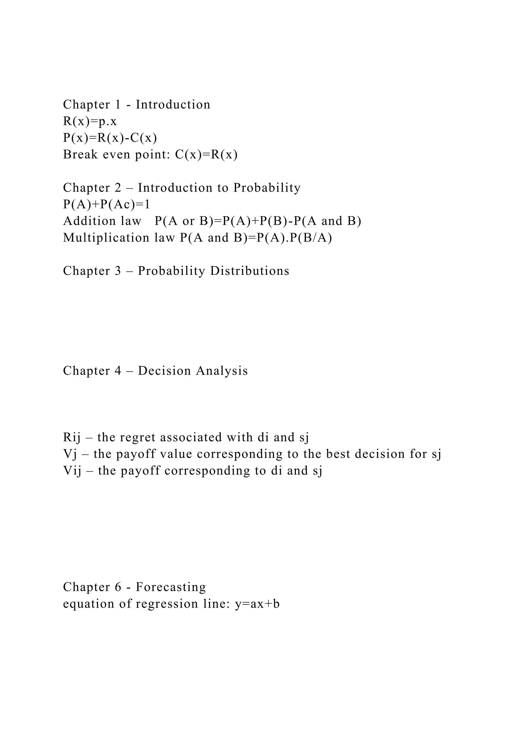 Chapter 1 - IntroductionR(x)=p.xP(x)=R(x)-C(x)Break even poi.docx