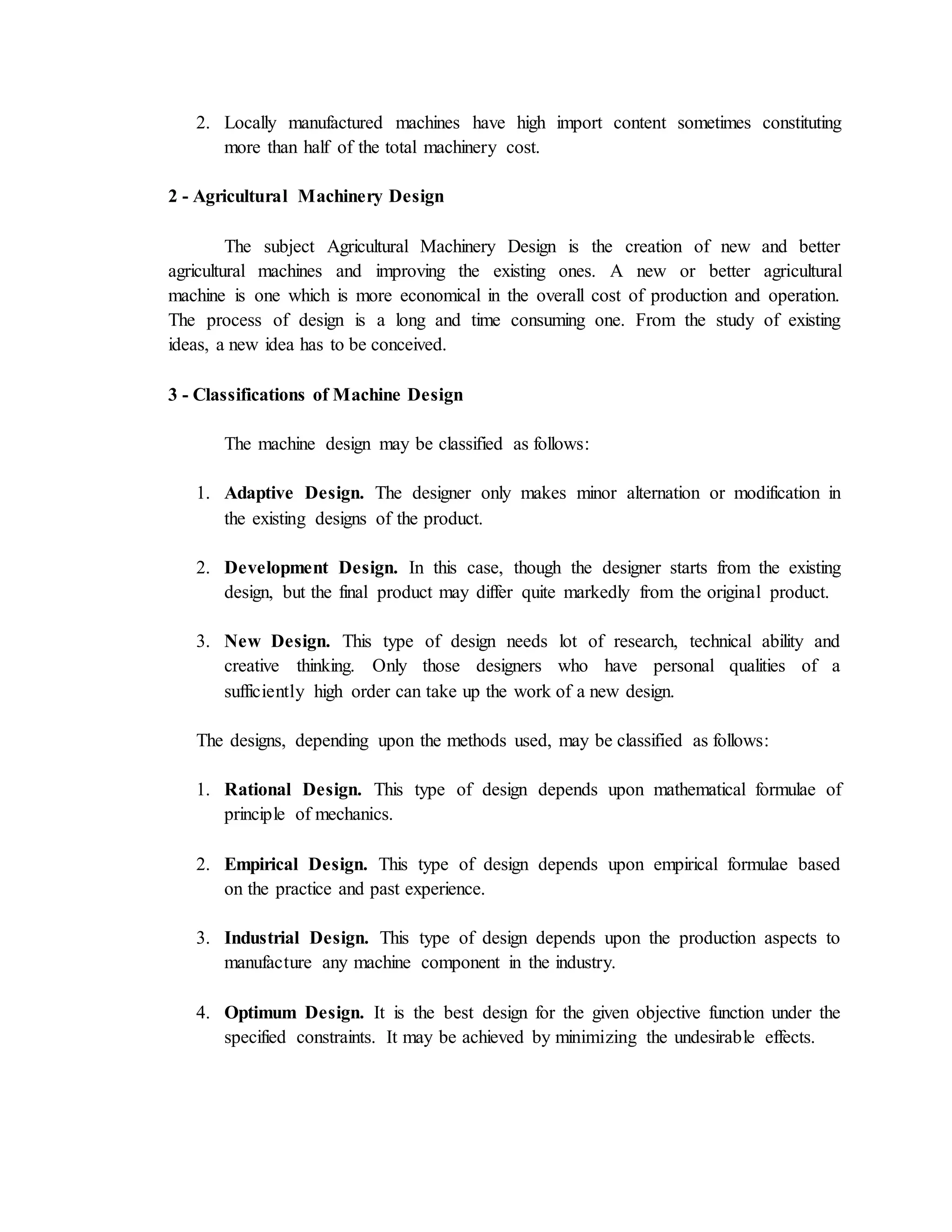 Chapter 1 introduction to agricultural machinery design | DOCX