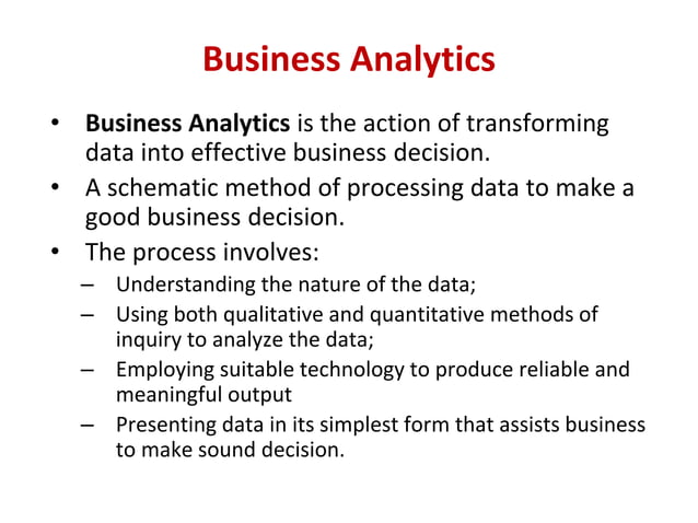 Chapter 1 - Introduction to Business Analytics.pptx | Databases ...