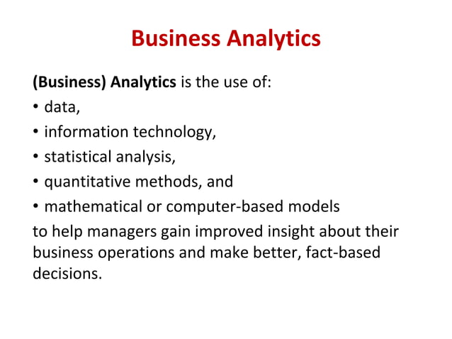 Chapter 1 - Introduction to Business Analytics.pptx | Databases ...