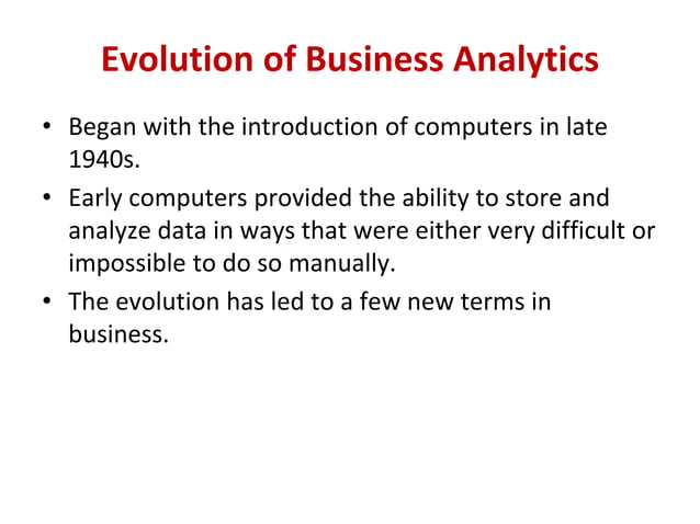 Chapter 1 - Introduction to Business Analytics.pptx | Databases | Computer Software and Applications