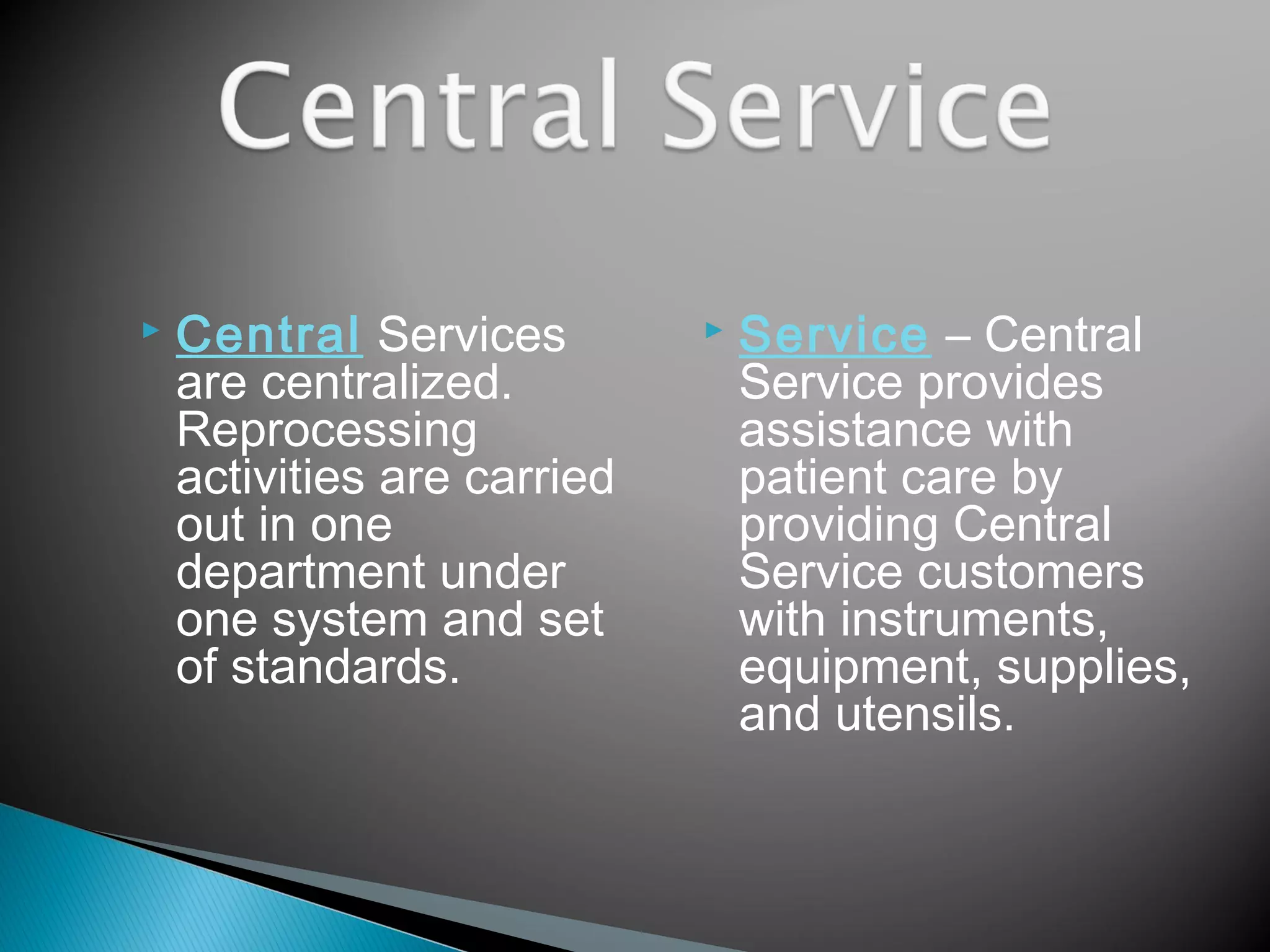 Chapter 1 introduction to central service | PPT