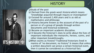 chapter 1 - Introduction to history Definition ISSUES SOURCES And ...